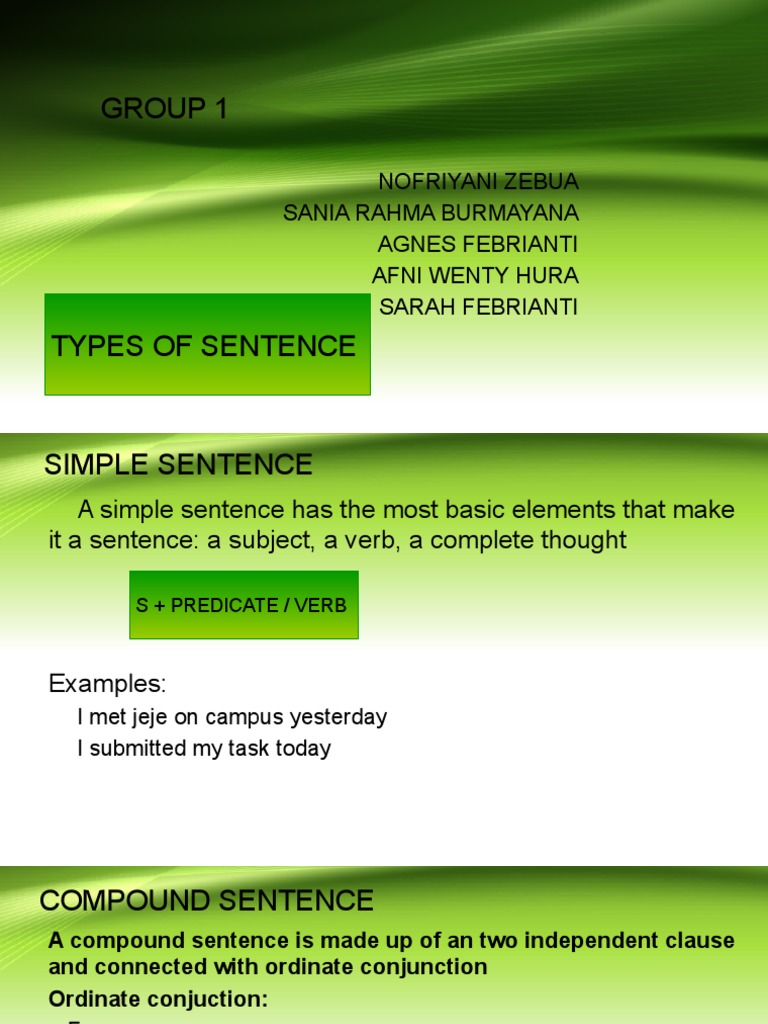 Sentence (Group 1 Basic Grammar) | PDF | Self-Improvement
