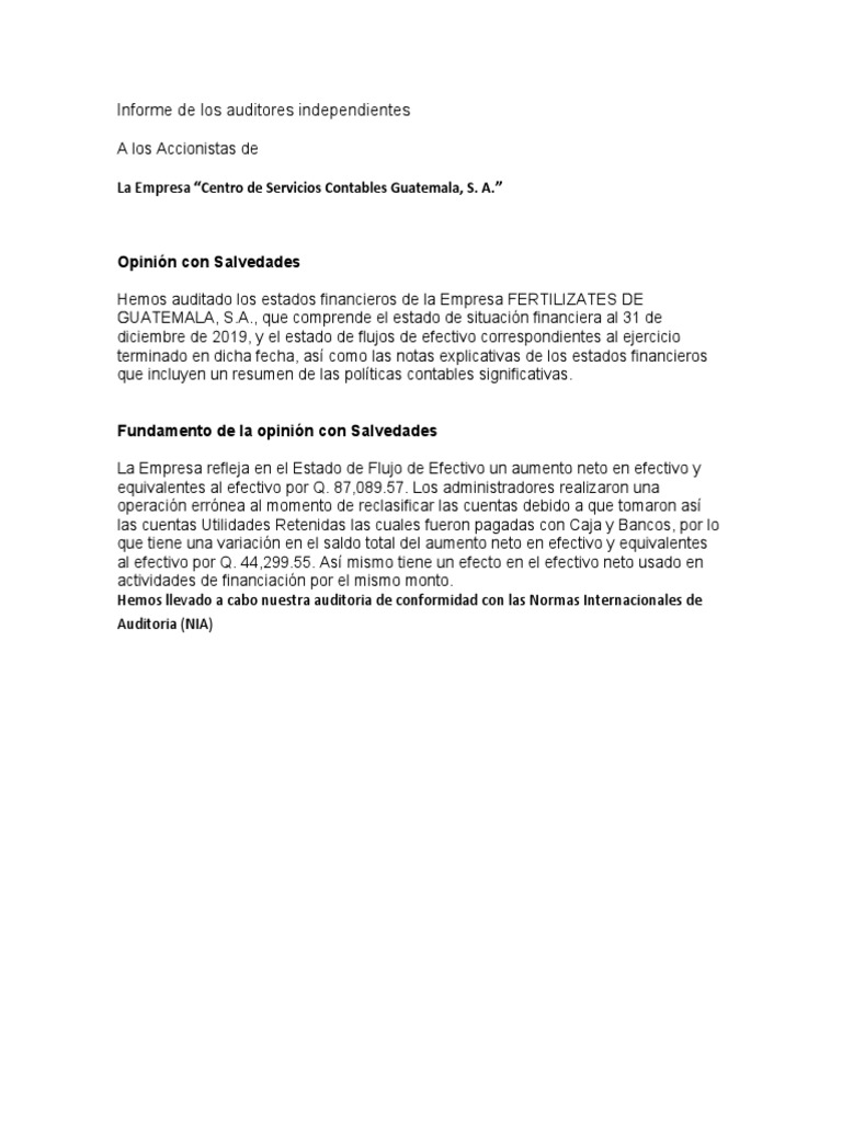 Informe Con Salvedades | PDF