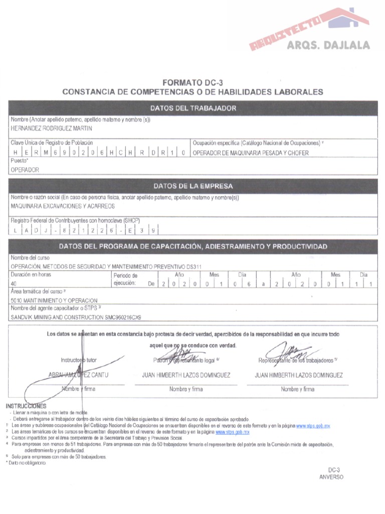 Formato DC 3... | PDF