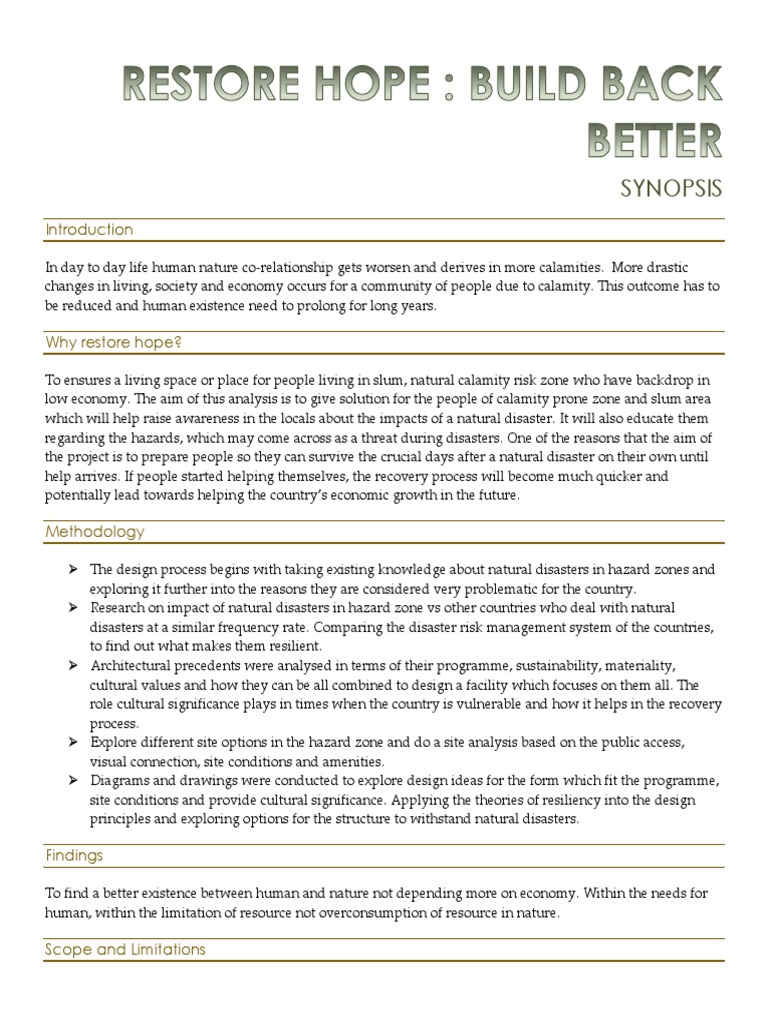 Restore Hope Build Back Better | PDF | Hazards | Emergency Management