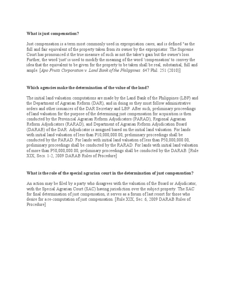 What Is Just Compensation? | PDF