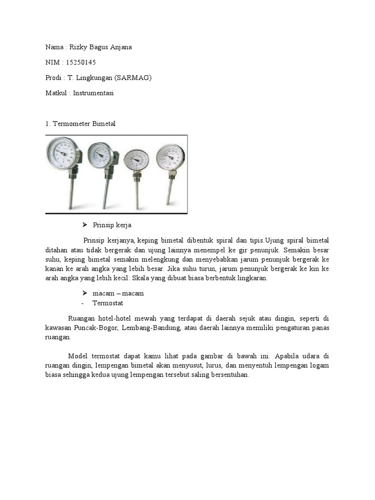 Termometer dan Sensor Suhu: Prinsip dan Jenis | PDF
