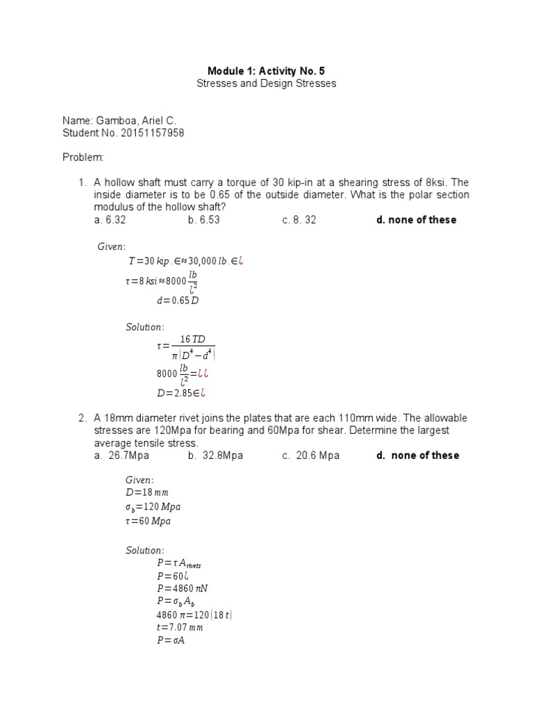 Lesson 1 Exercises Problem No. 5 | PDF | Technology & Engineering