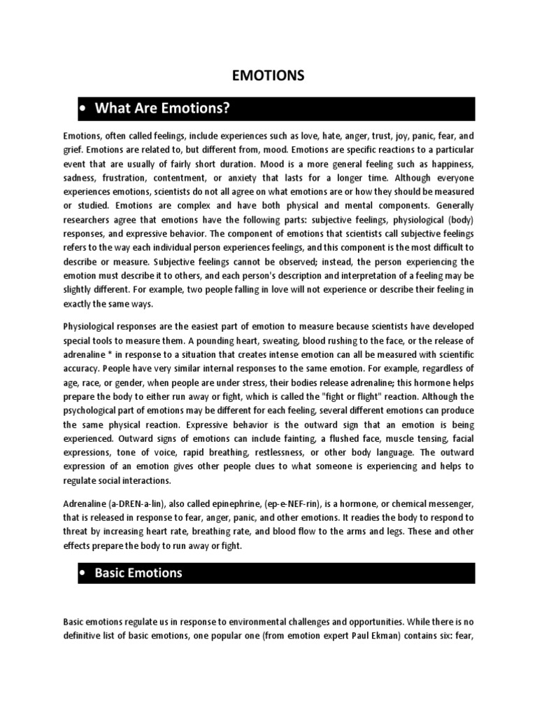 What Are Emotions? | PDF | Fear | Emotions