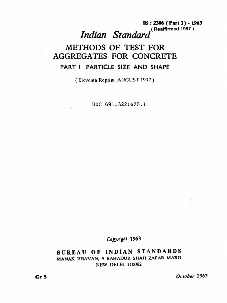 Is 2386-Part I-1963 PDF | PDF