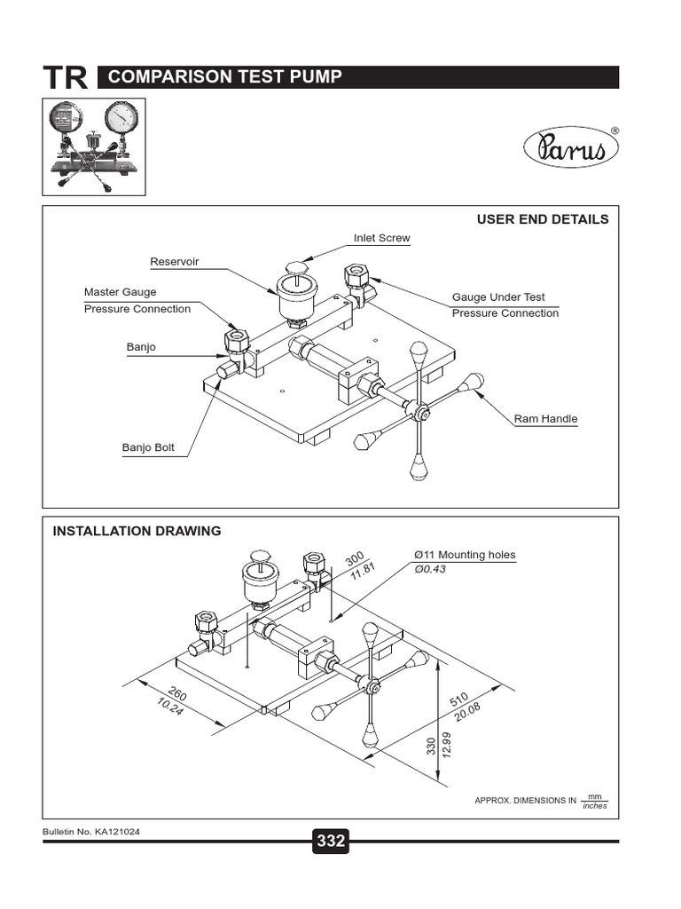 Comparison Test Pump: User End Details | PDF | Calibration | Pressure ...