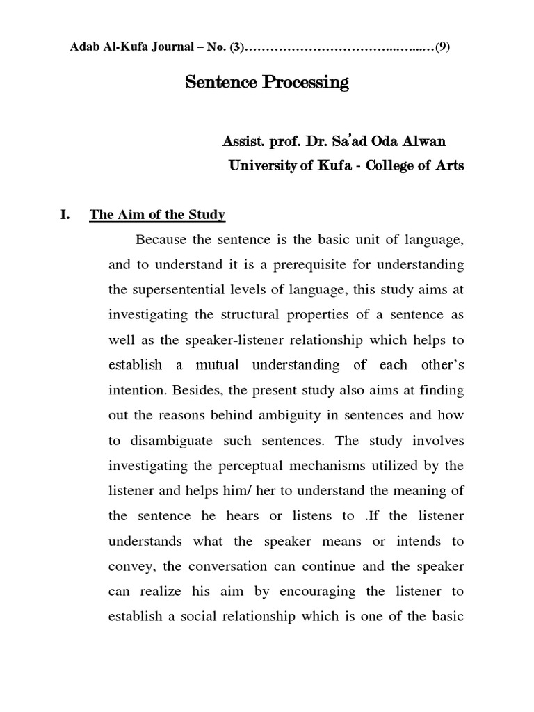 Sentence Processing | PDF | Speech | Ambiguity