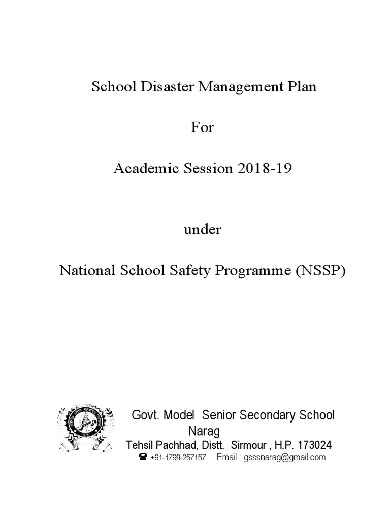School Disaster Management Plan For Academic Session 2018-19 | PDF ...