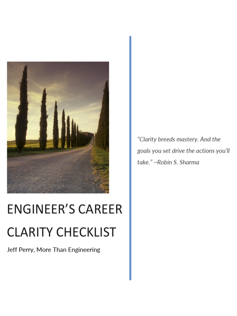 Engineer's Career Clarity Checklist | PDF | Self-Improvement