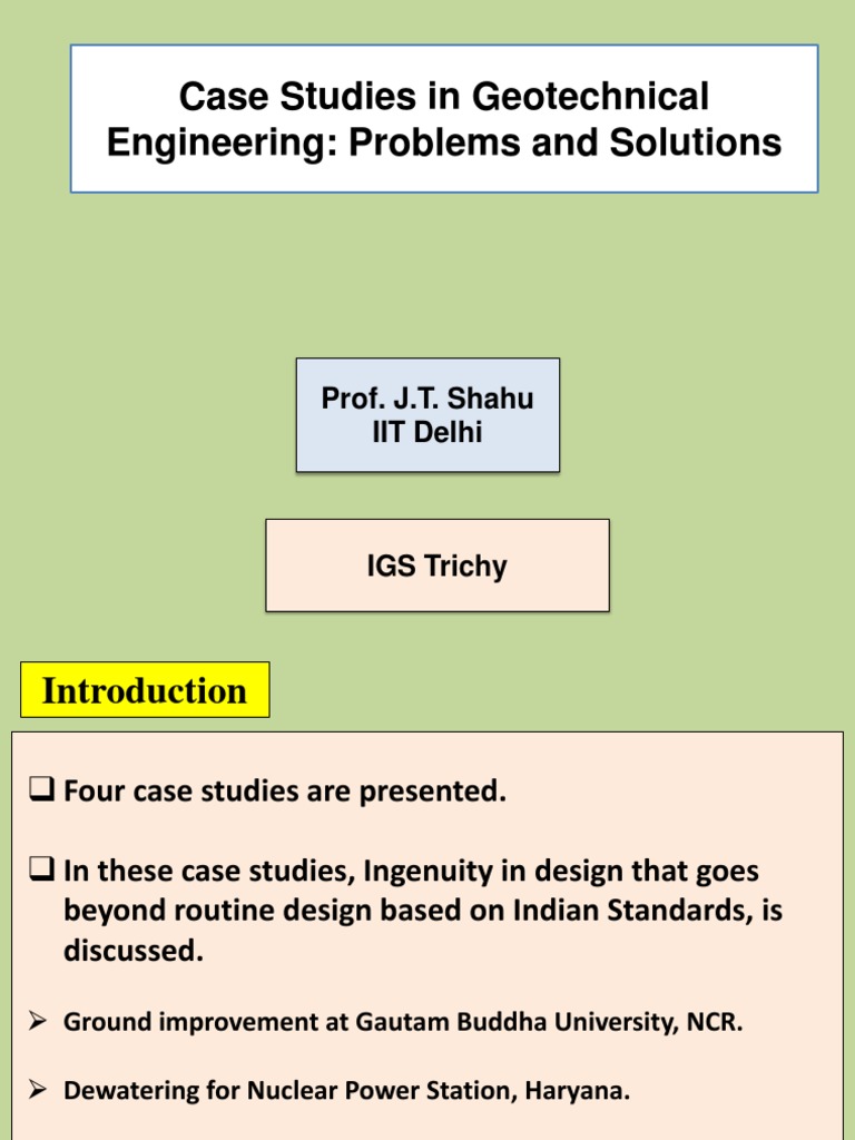 Case Studies in Geotechnical: Engineering: Problems and Solutions | PDF ...
