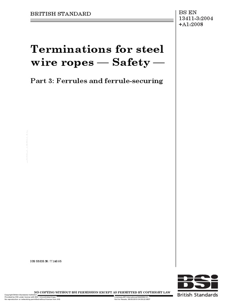 Termination For Steel Wire Ropes-Safety - Ferrules and Ferrule-Securing ...
