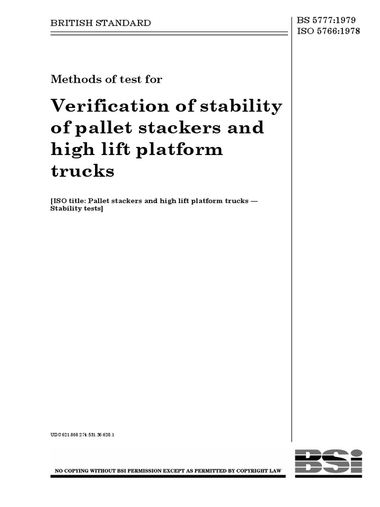 Verification of Stability of Pallet Stackers PDF | PDF | International ...