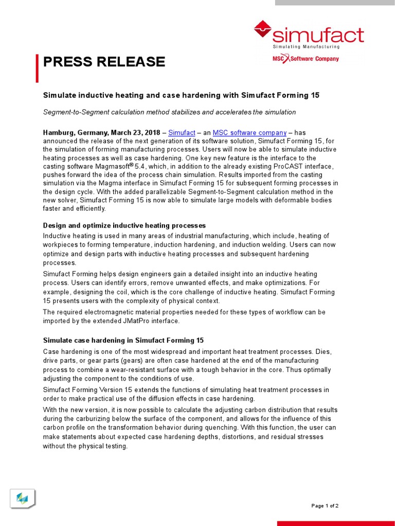 Simufact NR Simufact Forming 15 Available | PDF | Simulation | Welding