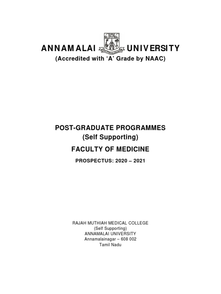Annamalai University: Post-Graduate Programmes (Self Supporting ...