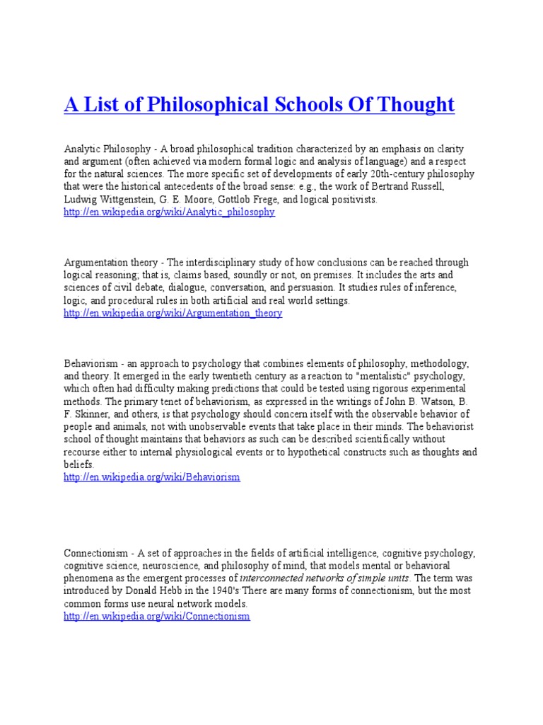 Overview of Philosophical Schools | PDF | Postmodernism | Philosophical ...