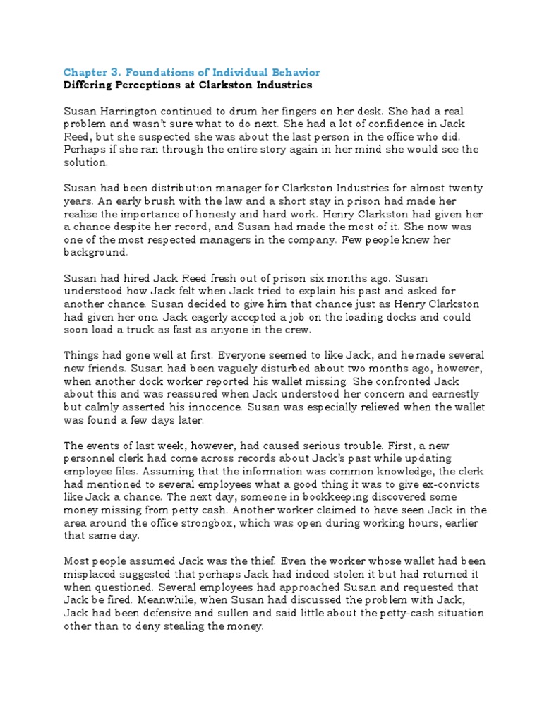 OB Case Study Solution On Perception and Attitude | PDF