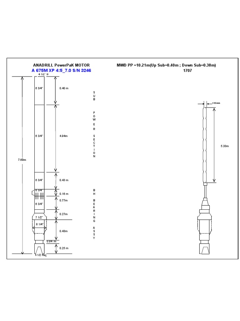 A 675M XP 4:5 - 7.0 S/N 3246: Anadrill Powerpak Motor MWD PP 10.21m (Up ...
