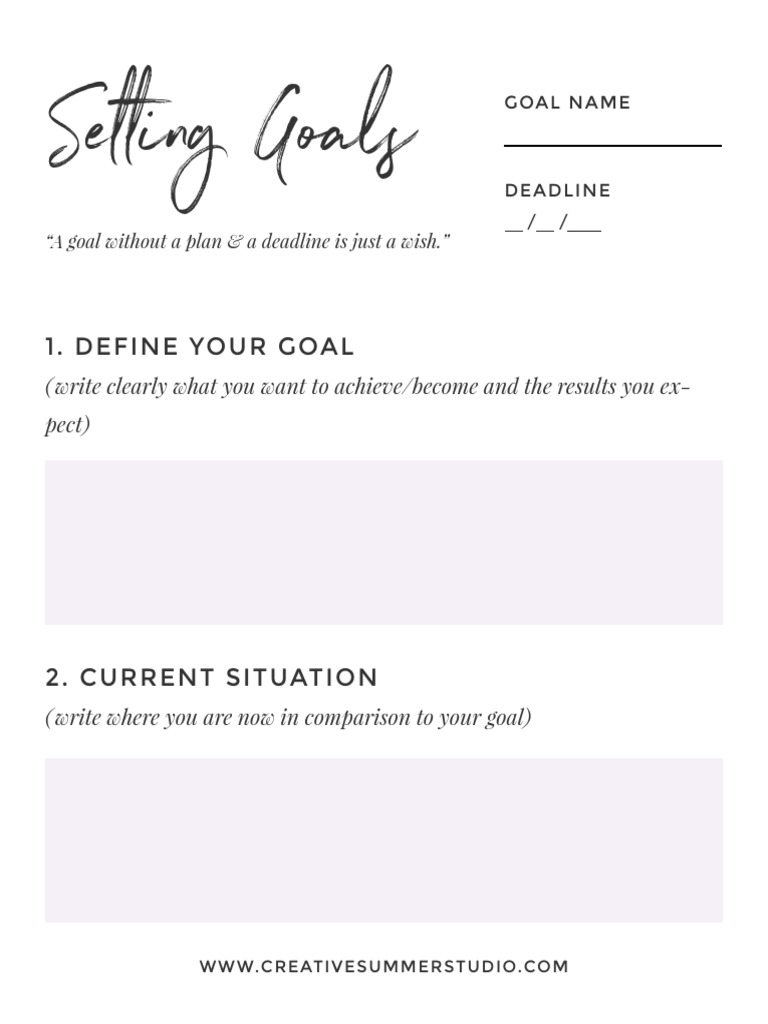 Setting Goals: 1. Define Your Goal | PDF
