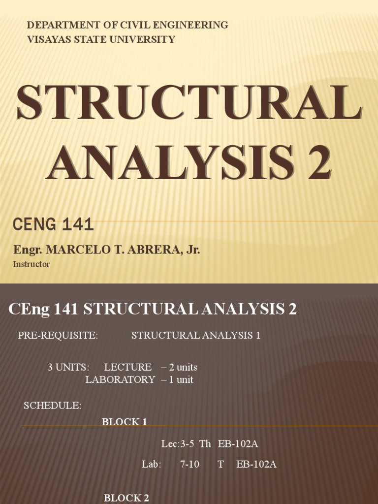 CEng 141 Structural Analysis 2 Course Guide | PDF | Teaching Methods ...