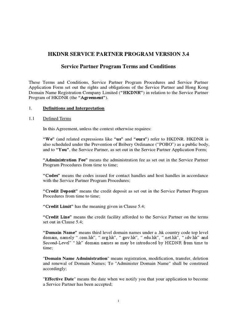 HKDNR Service Partner Program Version 3.4 Service Partner Program Terms ...