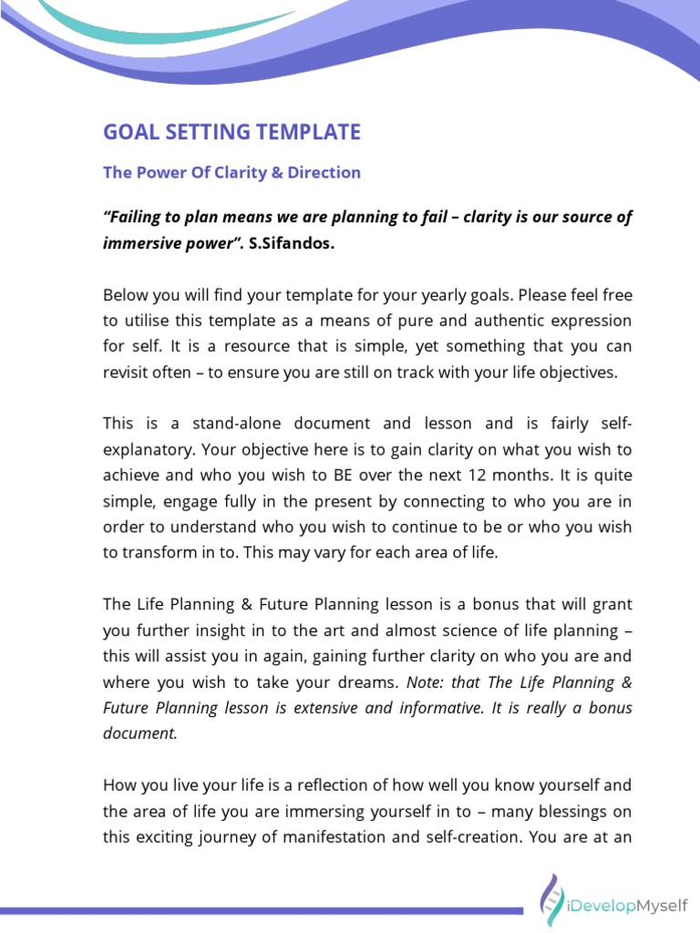 Personal Goal Setting Guide | PDF | Goal | Self