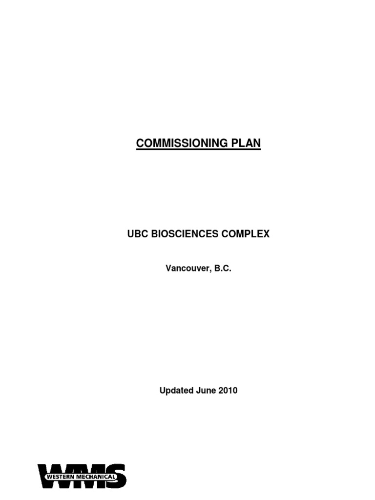 Commissioning Plan: Ubc Biosciences Complex | PDF | Verification And Validation | Calibration