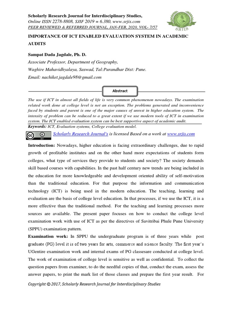 Importance of Ict Enabled Evaluation System in Academic Audits | PDF ...