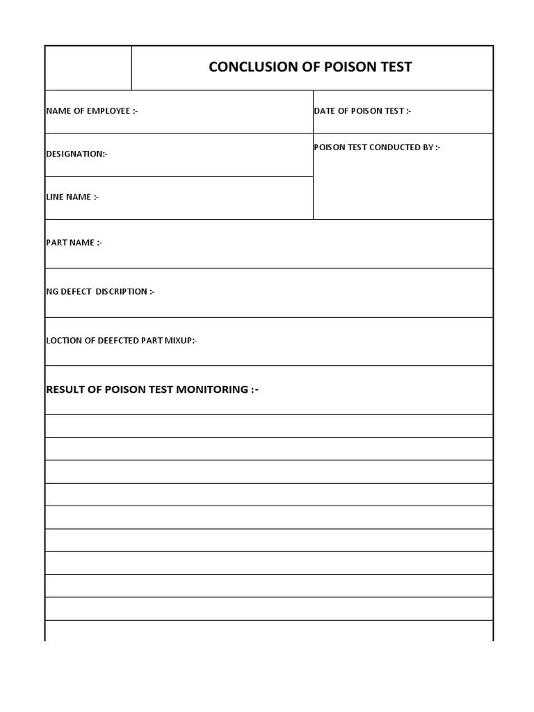 Result of Poison Test Monitoring | PDF