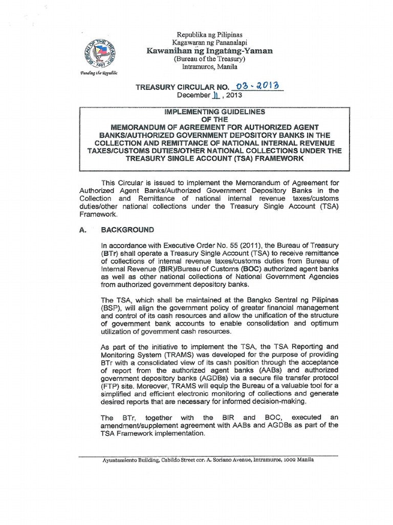 1 Treasury Circular No. 03 2013 Dated December 11 2013 | PDF