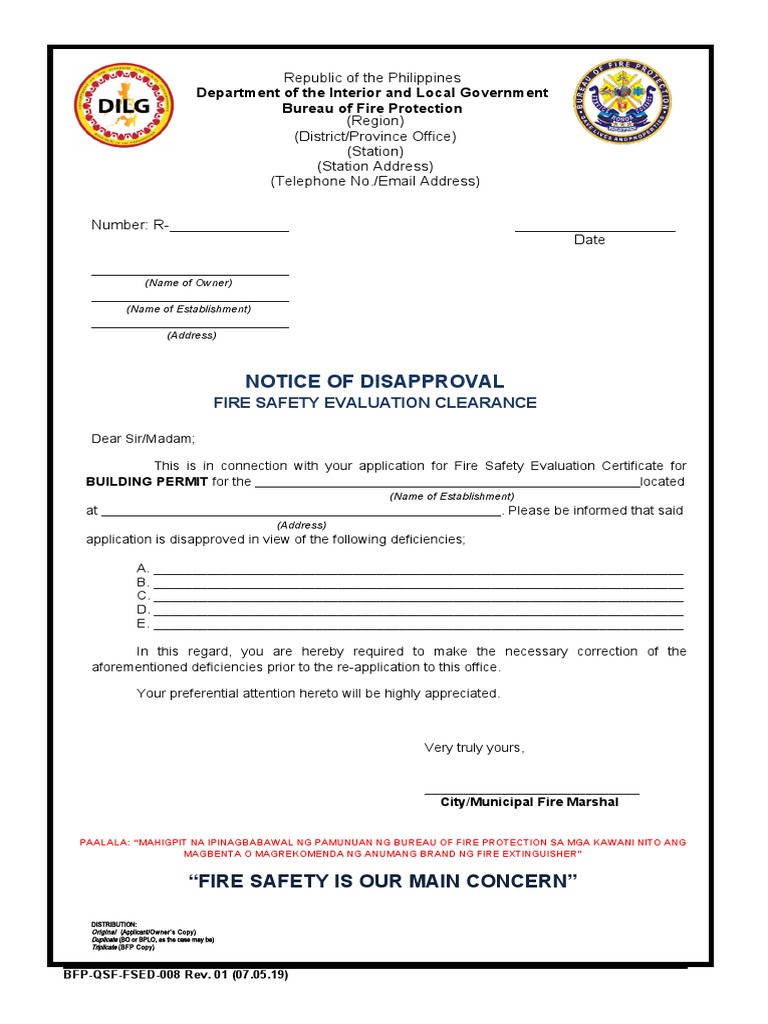 FSED 008 Notice of Disapproval FSEC (NOD) REV 1 | PDF | Public Safety ...
