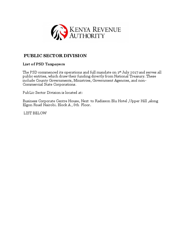 Kra Employers List | PDF | Kenya