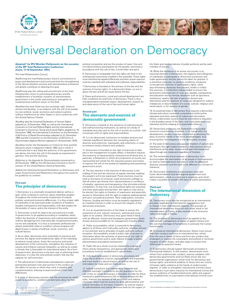 En - Universal Declaration On Democracy-Web | PDF | Democracy ...