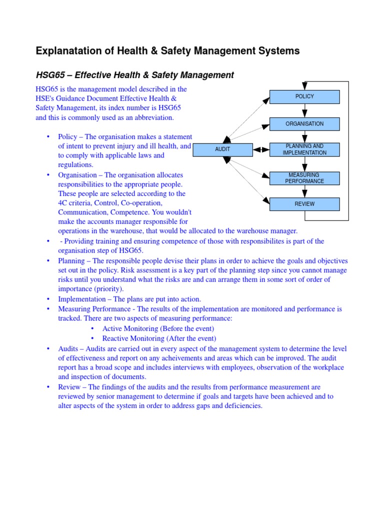 HSG65 Health & Safety Management Guide | PDF | Audit | Occupational ...