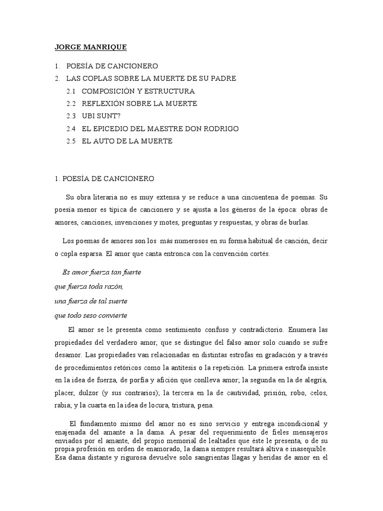 Jorge Manrique | PDF | Amor | Poesía
