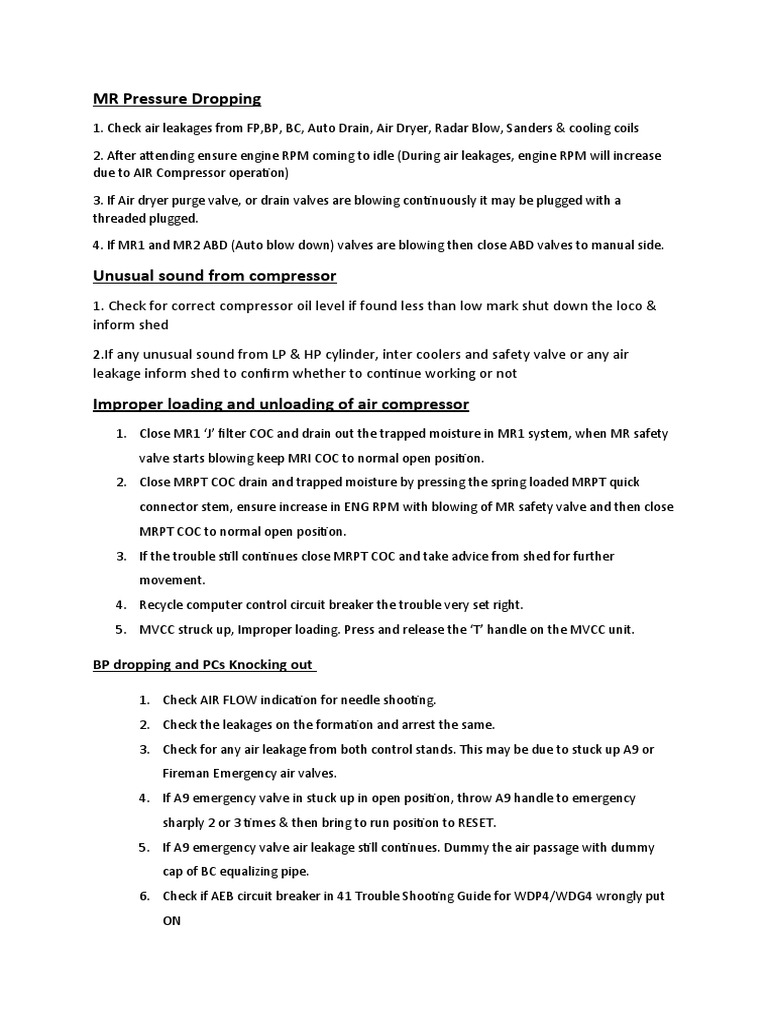 MR Pressure Management in Locomotives | PDF | Science & Mathematics ...