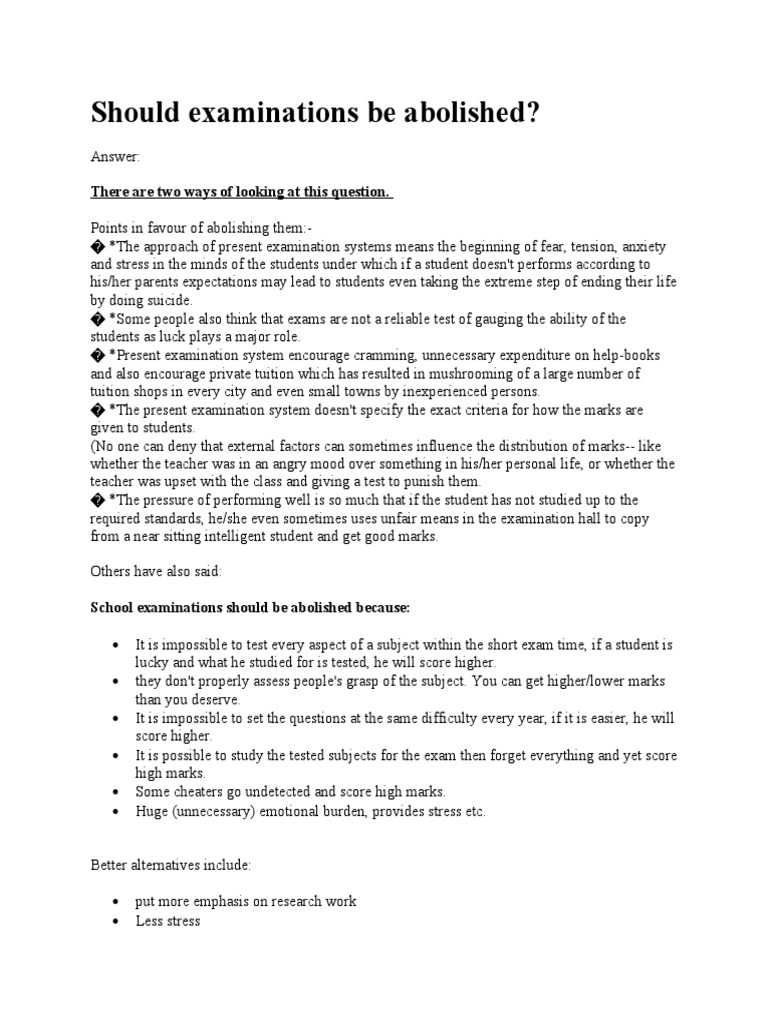 Should Examinations Be Abolished?: There Are Two Ways of Looking at ...