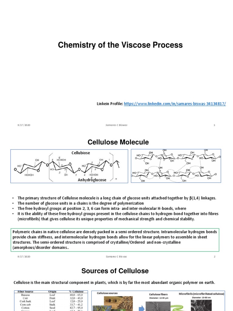Chemistry of The Viscose Process 1 | PDF | Sodium Hydroxide | Hydroxide