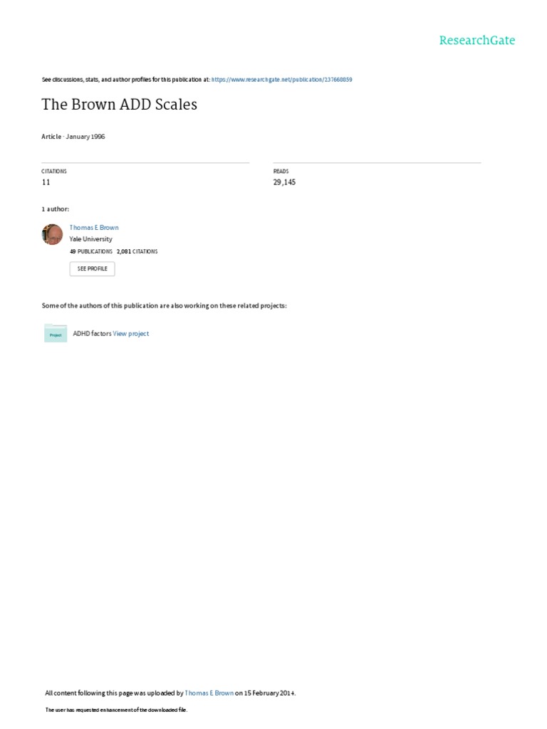 The Brown ADD Scales: January 1996 | Download Free PDF | Attention ...