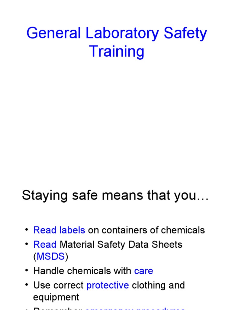 General Laboratory Safety Training | PDF | Toxicity | Personal ...