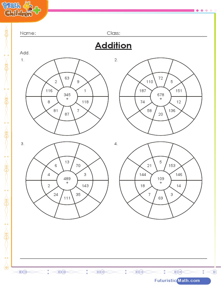 Addition Circle Drill Worksheet | PDF