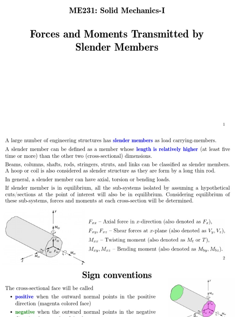 Solid Mechanics: Slender Members | PDF | Beam (Structure) | Bending