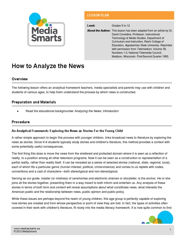 Lesson How To Analyze News PDF | PDF | News | News Media