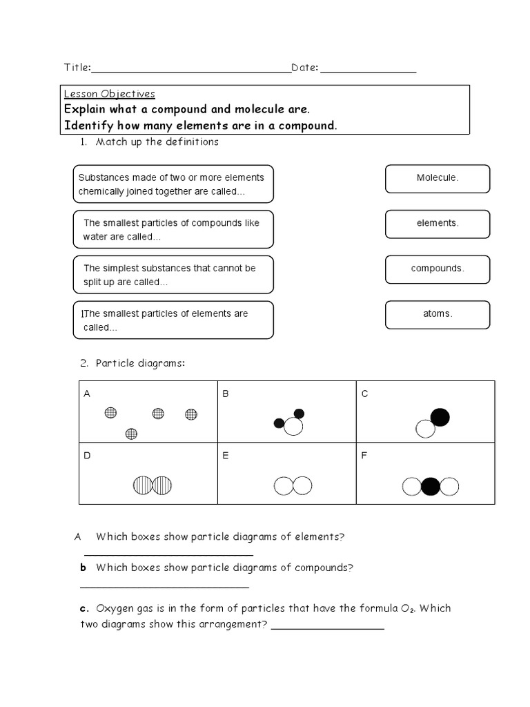 Understanding Compounds and Molecules: Identifying Elements, Writing ...