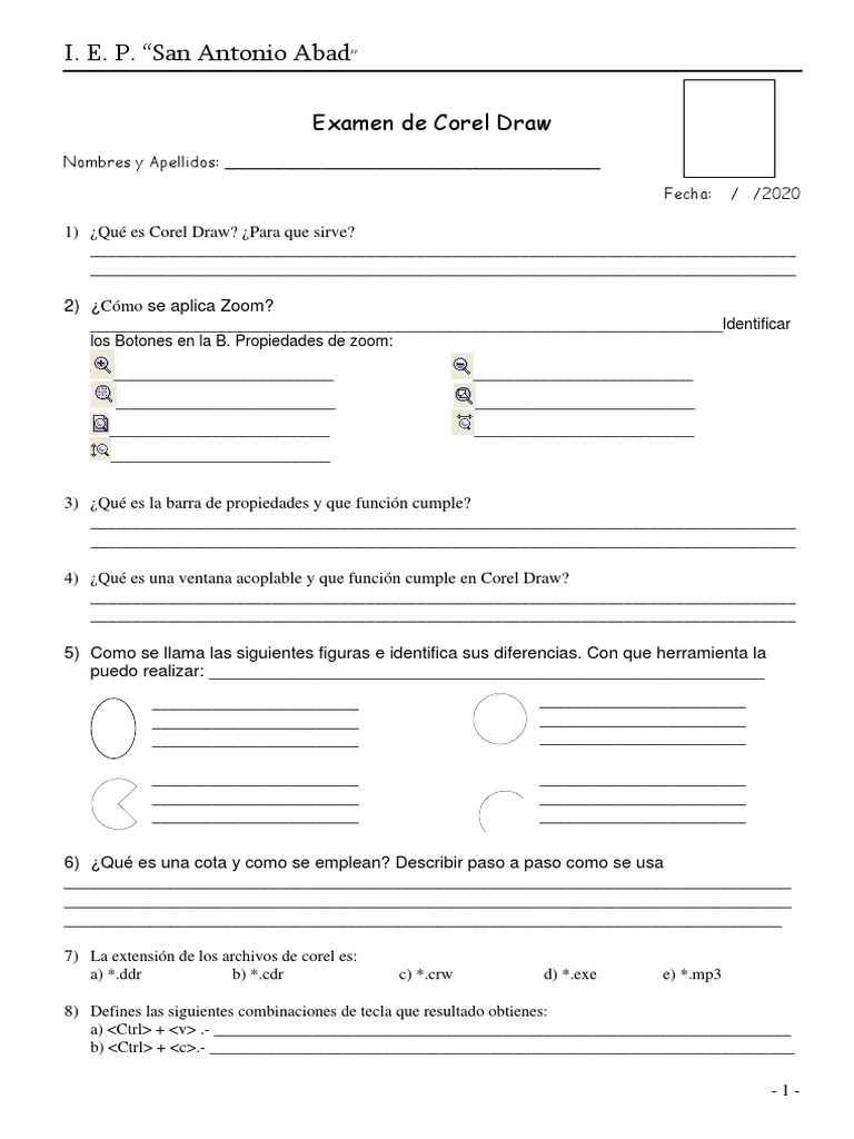 Examen de Corel Draw A PDF | PDF | Informática | Tecnología