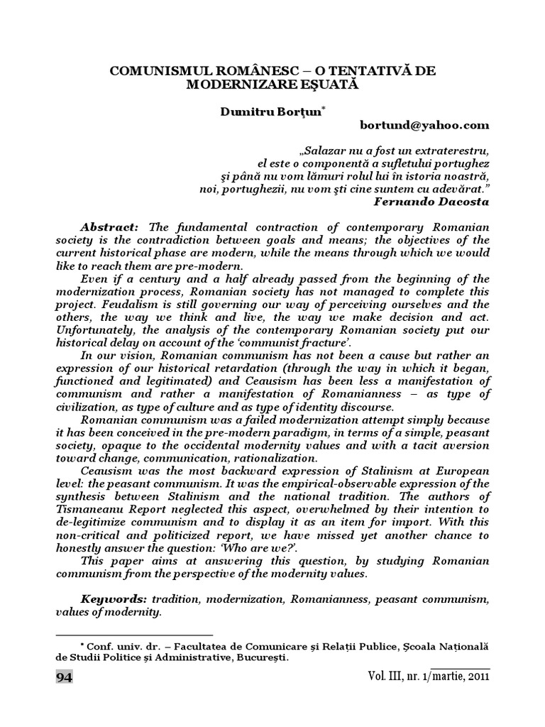 Romanian Identity and Communism Analysis | PDF | Philosophical ...