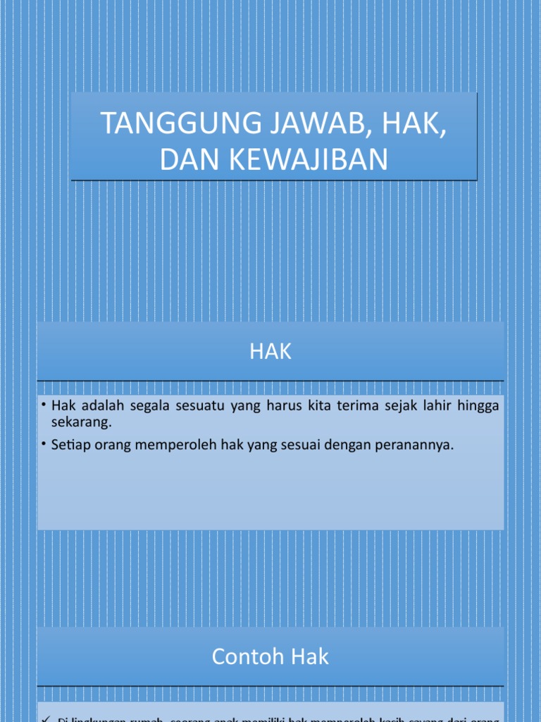Hak, Kewajiban, Dan Tanggung Jawab | PDF | Karier & Perkembangan | Kesehatan Holistik