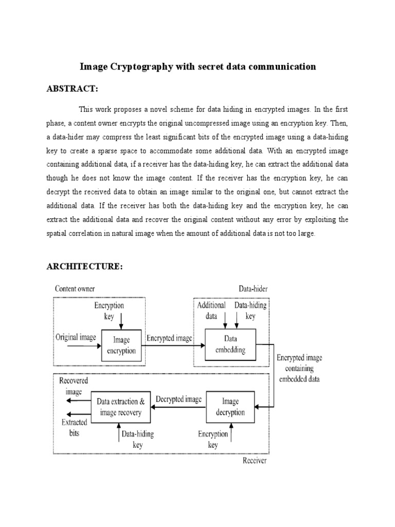 Image Cryptography With Secret Data Communication | PDF | Encryption | Cryptography