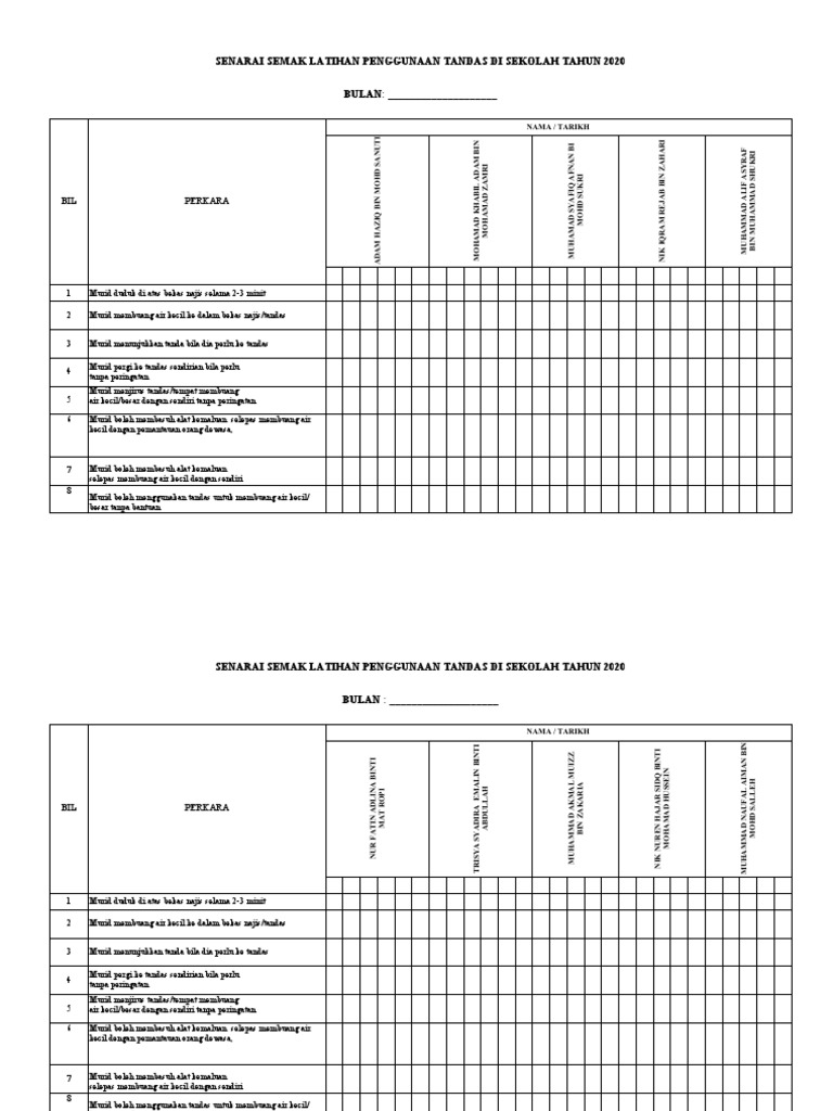 Rekod Latihan Menggunakan Tandas Ppki | PDF