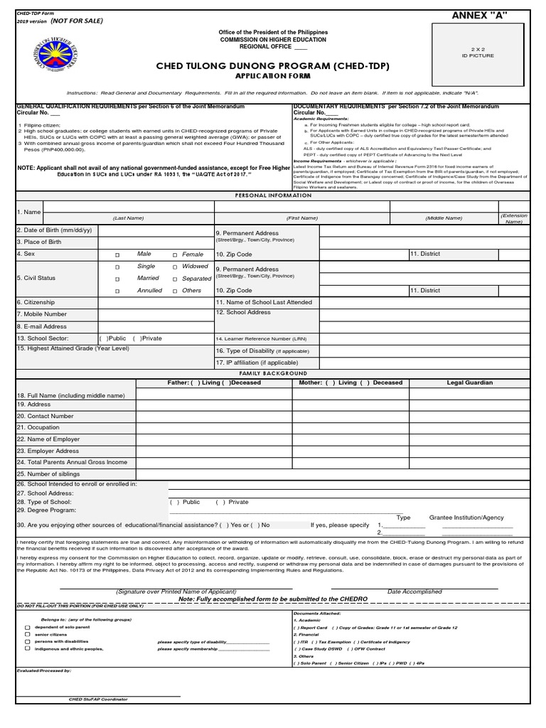 CHED TDP Application Form PDF | PDF | Justice | Crime & Violence