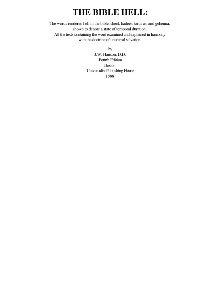 The Bible Hell | PDF | Hell | Bible